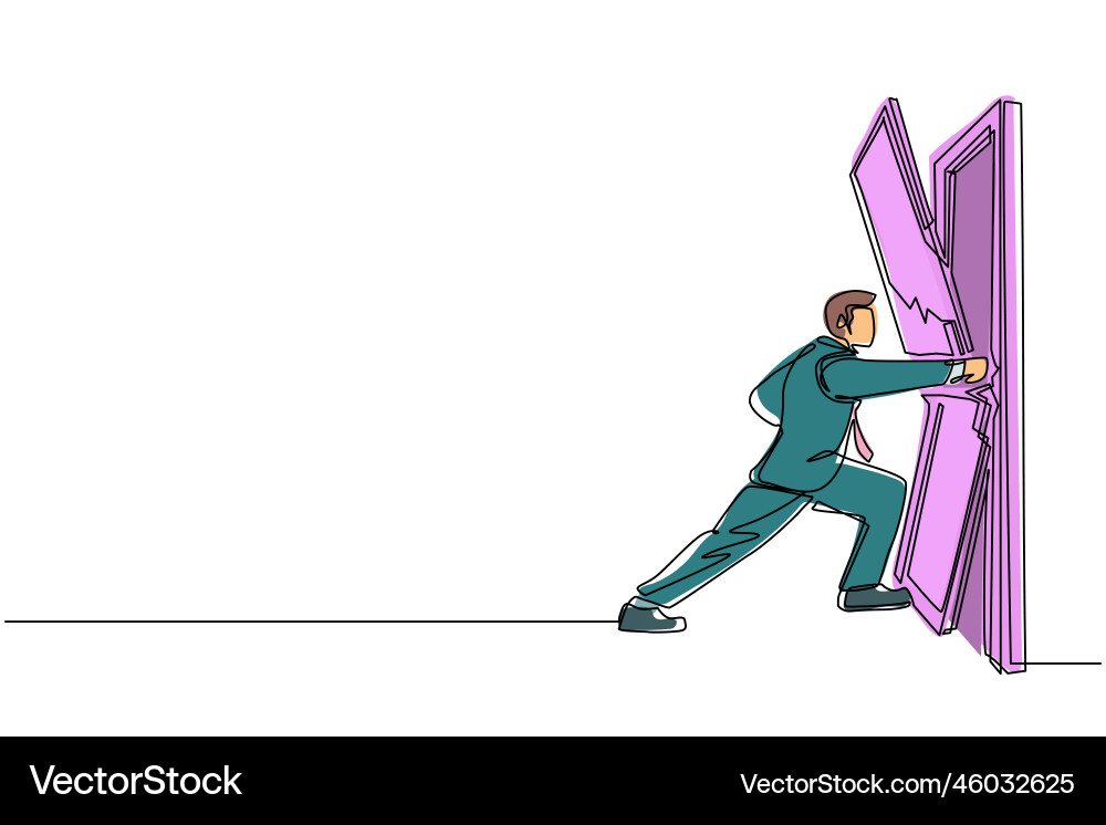 Continuous one line drawing businessman punching Vector Image