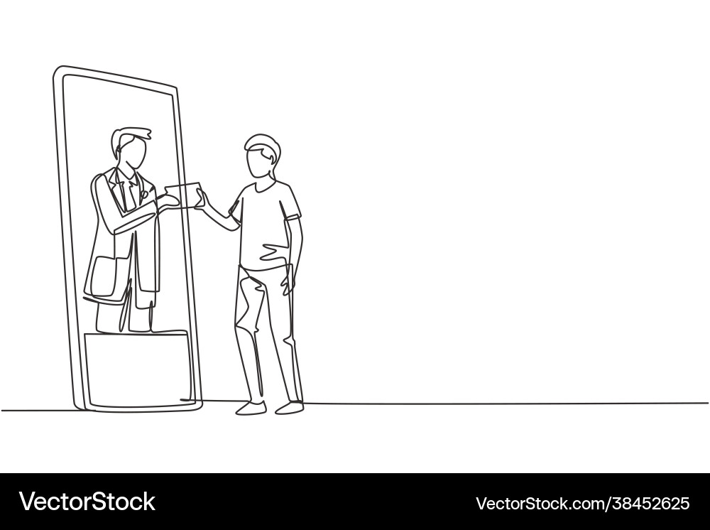 Continuous one line drawing male patient Vector Image