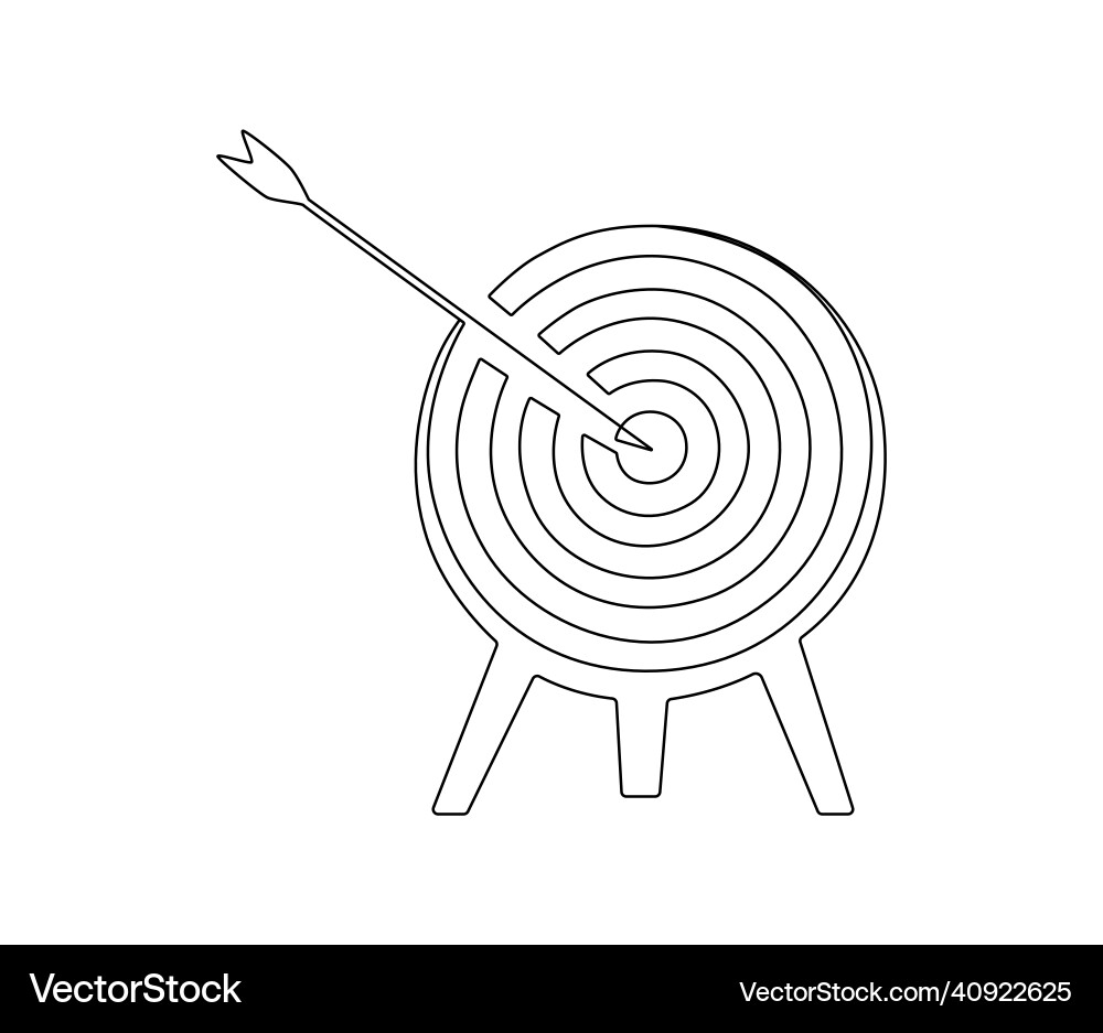 Continuous one line drawing of target with arrow Vector Image