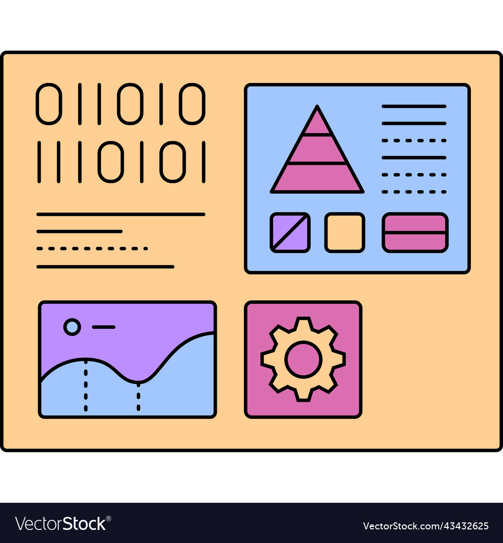 Data science process and algorithm icon Royalty Free Vector