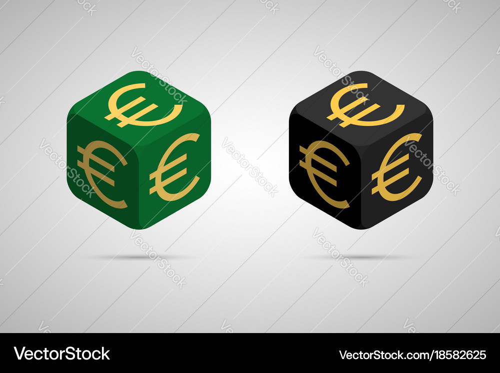 Euro green and black cube Royalty Free Vector Image