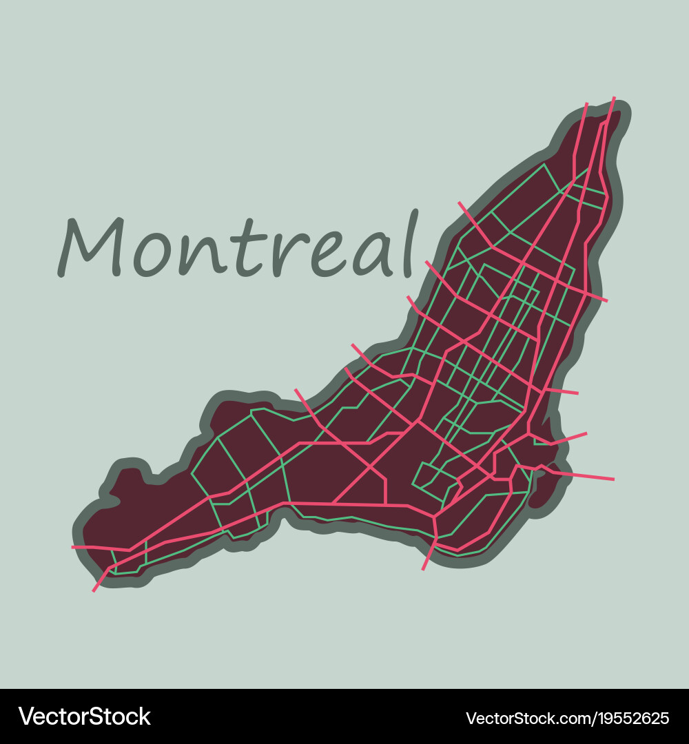 Flat map montreal is a city canada Royalty Free Vector Image