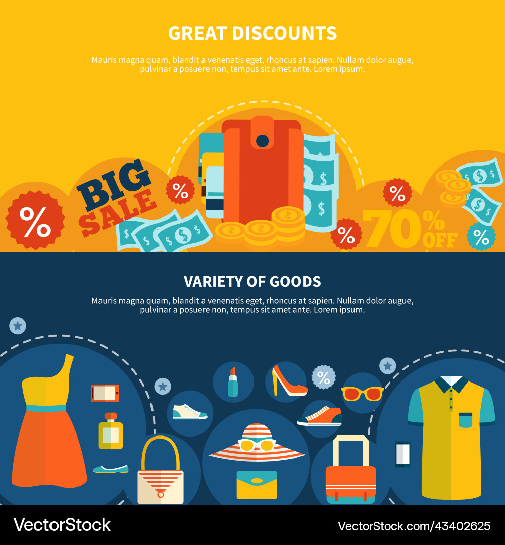 Great discounts shopping banners Royalty Free Vector Image