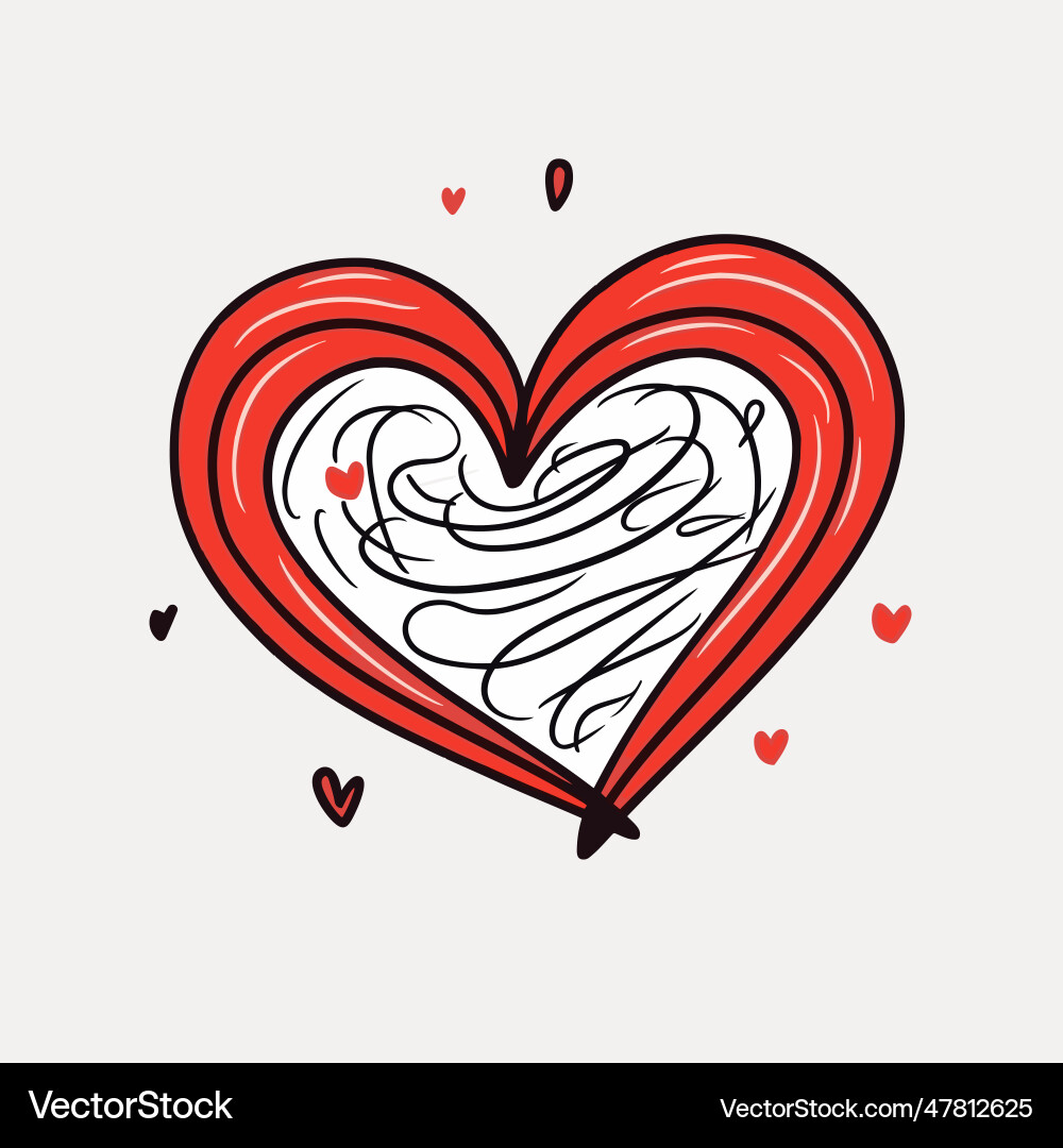 Heart hand-drawn comic doodle style cartoon Vector Image