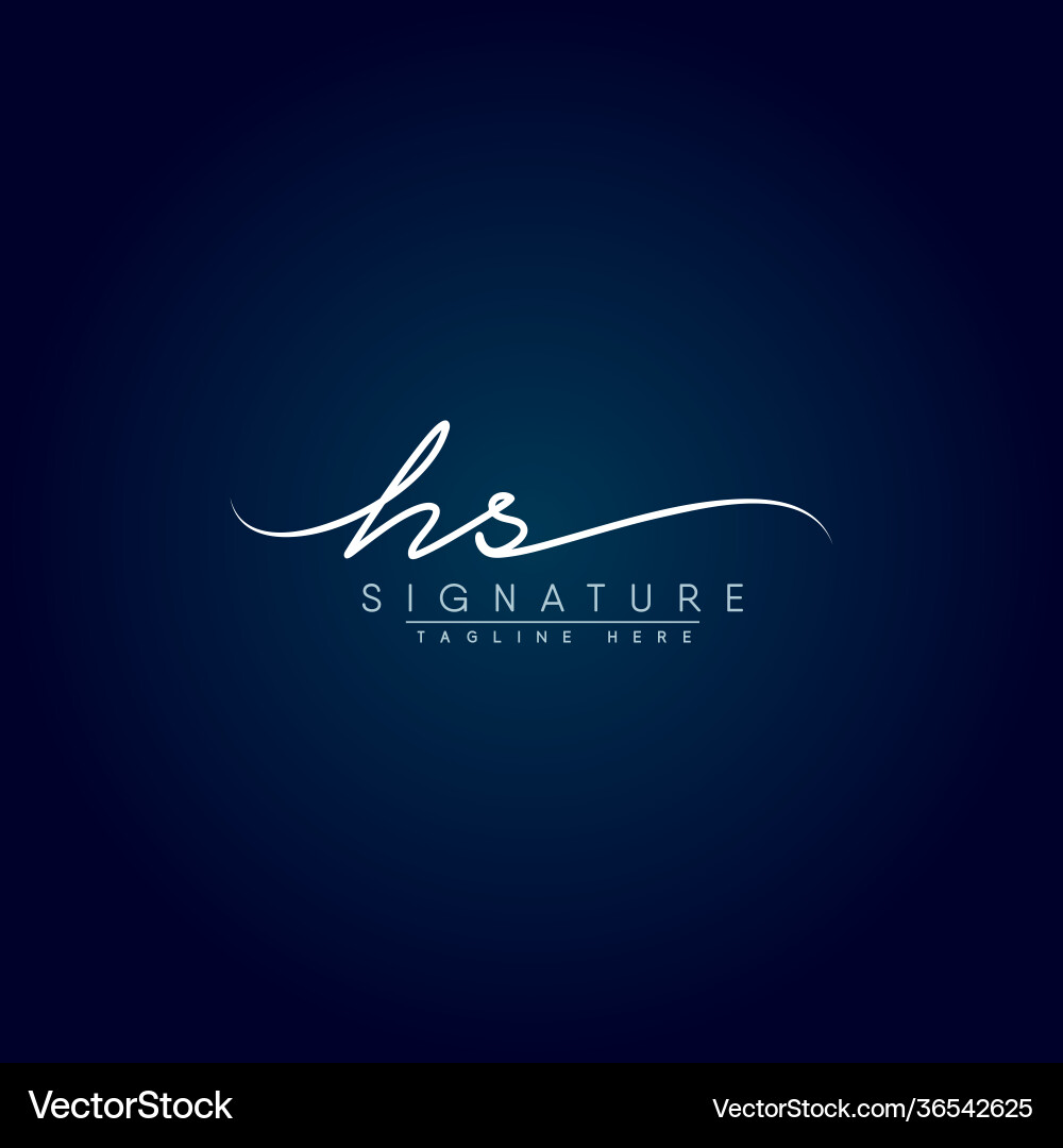 Initial letter hs logo - handwritten signature Vector Image