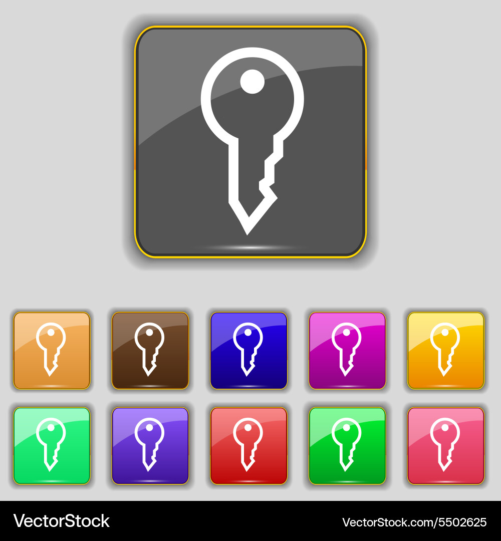 Key icon sign set with eleven colored buttons Vector Image