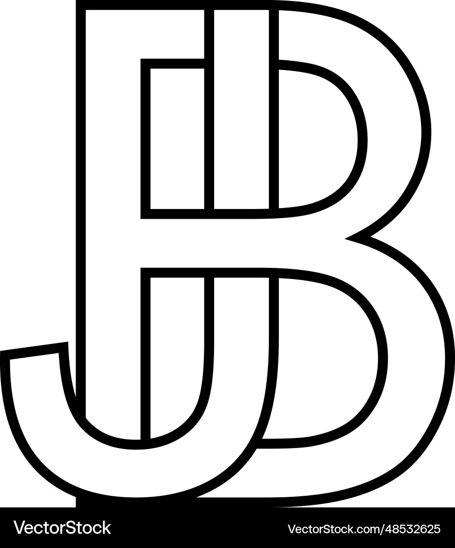 Logo sign bj jb icon two interlaced letters Vector Image