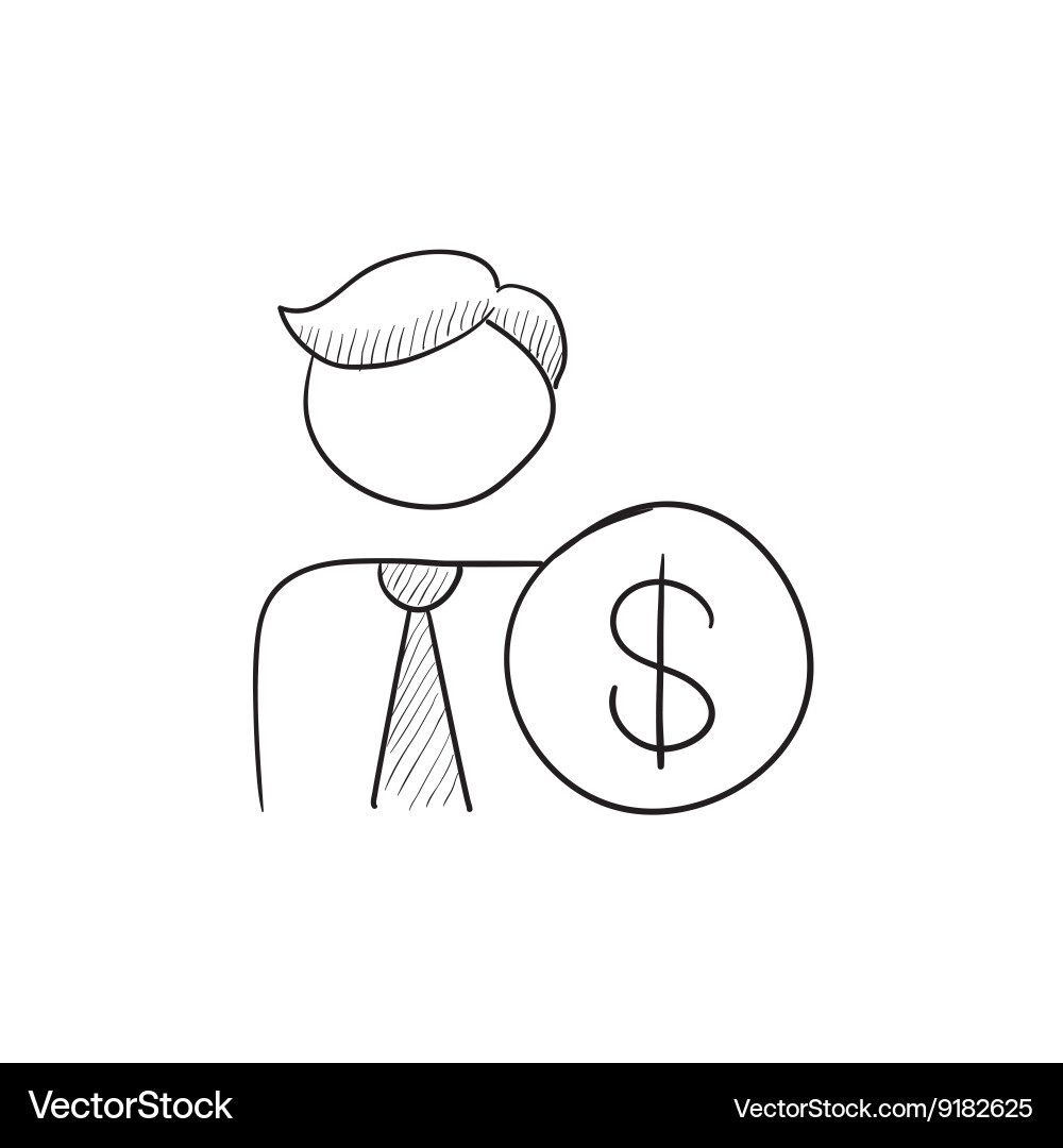 Man with dollar sign sketch icon Royalty Free Vector Image