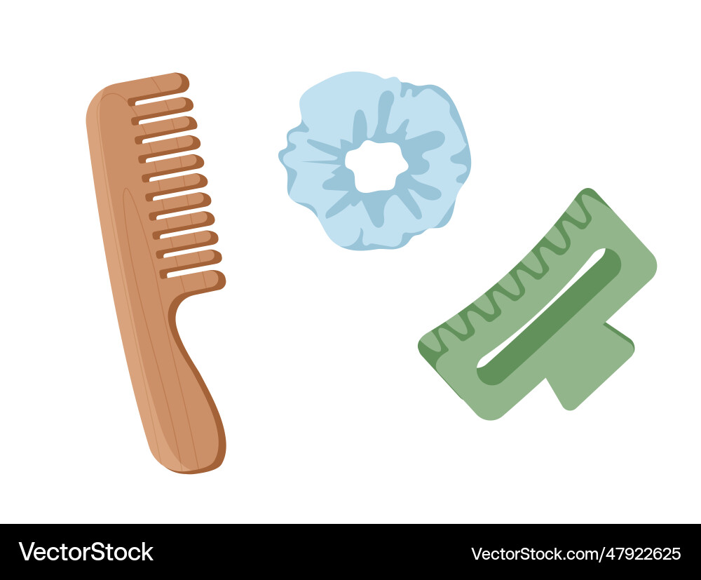 Personal hygiene comb and elastic concept Vector Image
