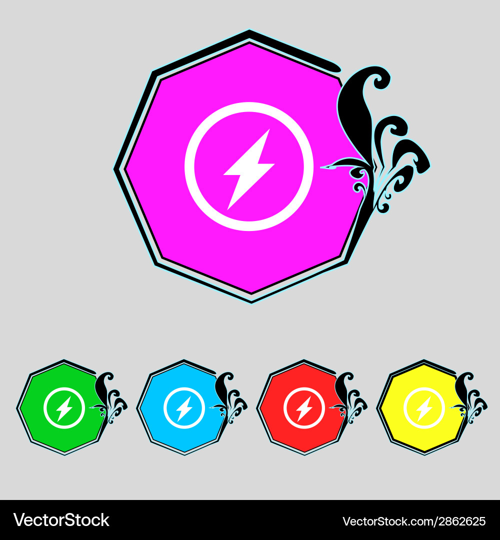 Photo flash sign icon lightning symbol set Vector Image