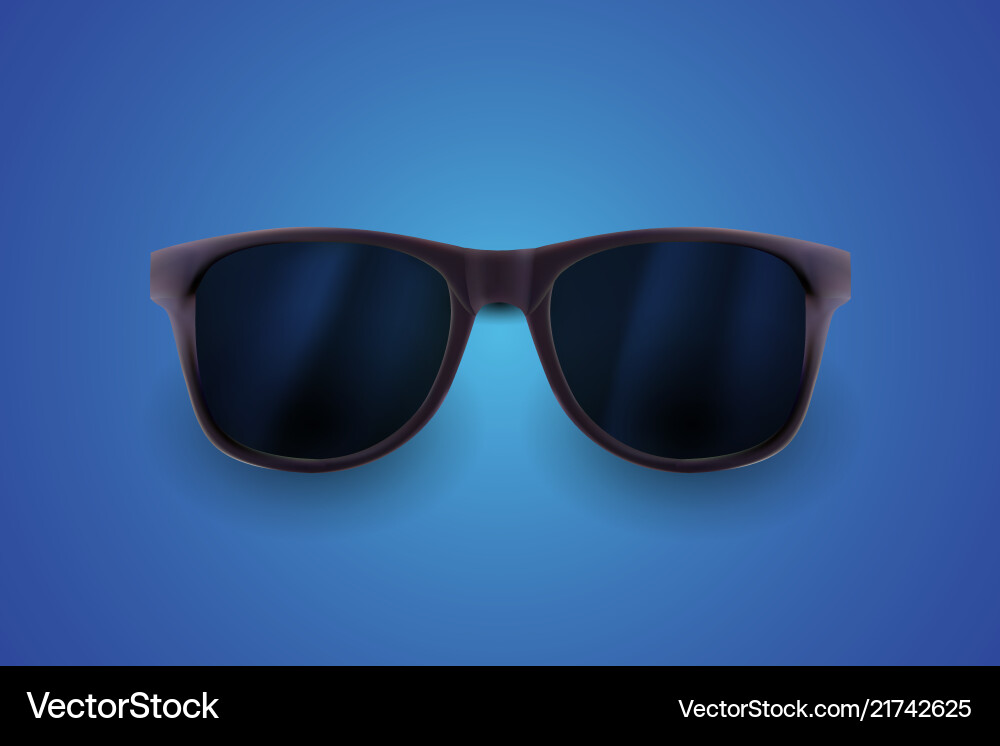 Realistic sunglasses isolated on blue background Vector Image