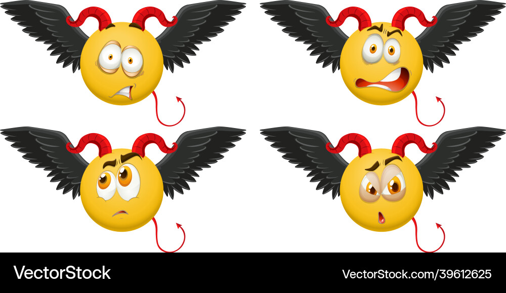 Set of devil emoticon with facial expression Vector Image
