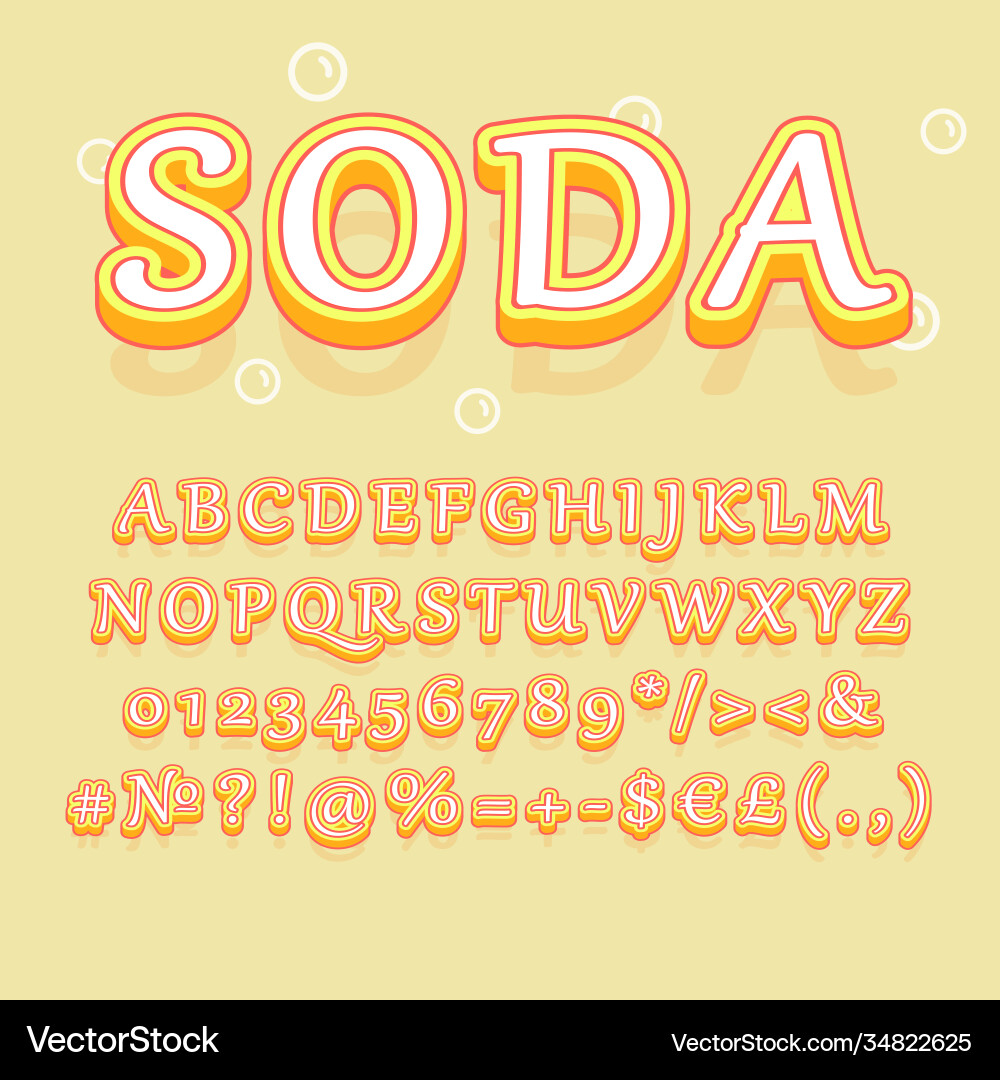 Soda vintage 3d alphabet set Royalty Free Vector Image