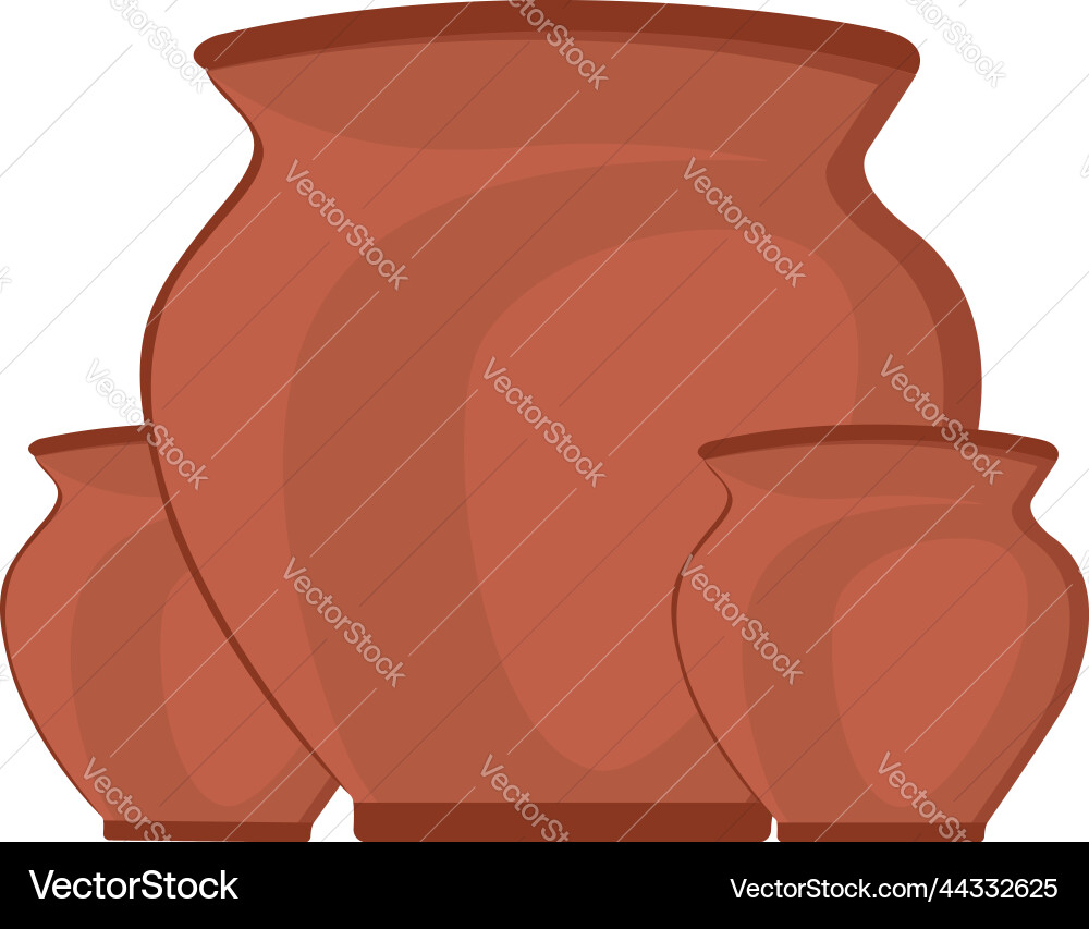 Traditional clay pots on a white background Vector Image