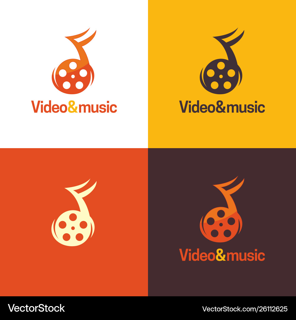 Video and music logo icon Royalty Free Vector Image