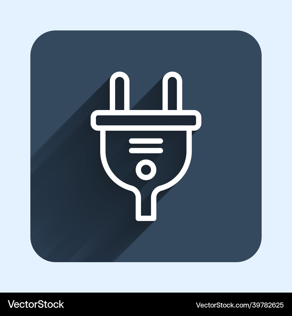 White line electric plug icon isolated with long Vector Image
