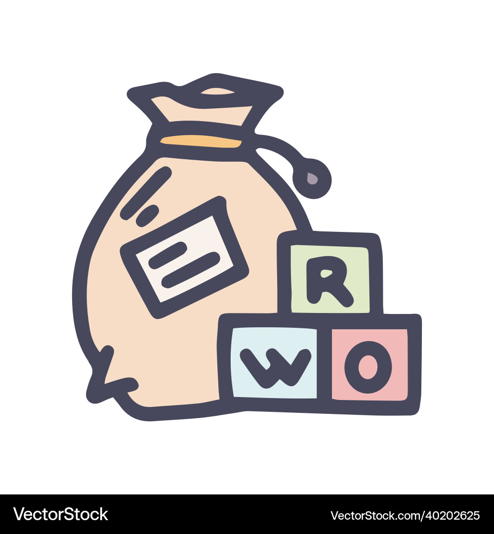 Word board game color doodle simple icon Vector Image