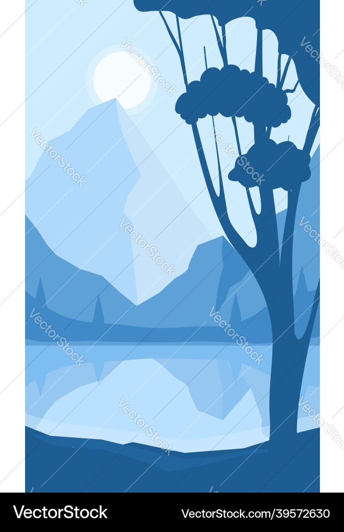 Abstract landscape with mountains and lake Vector Image