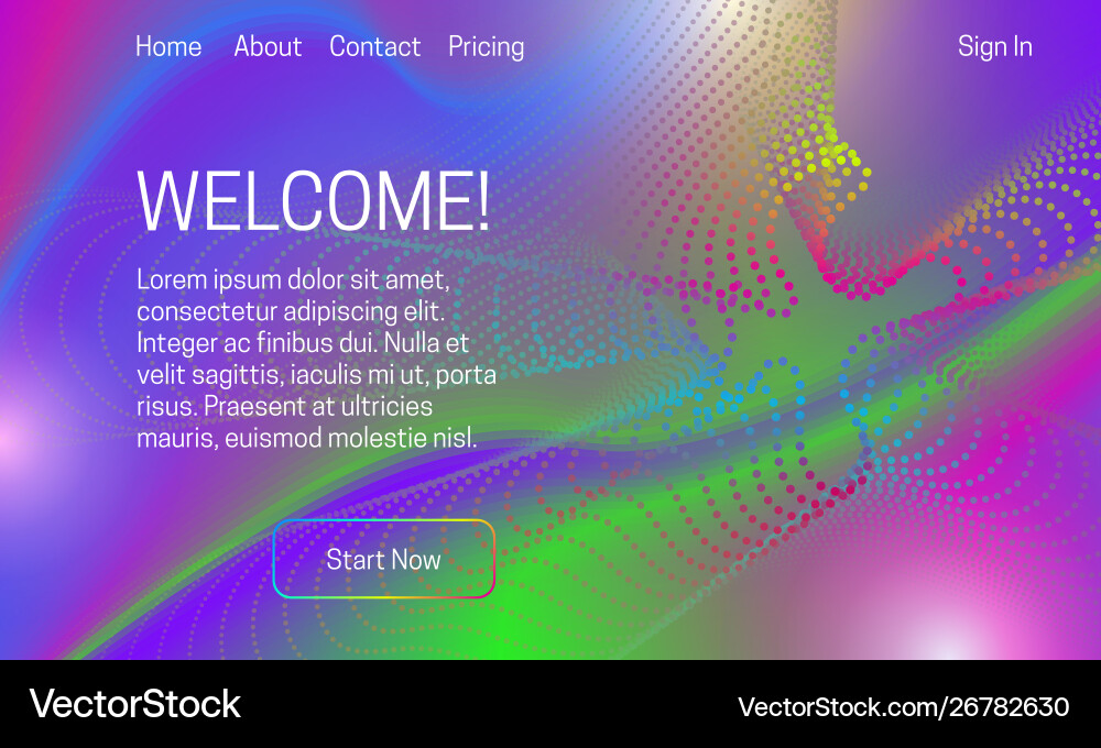 Abstract vibrant background design landing page Vector Image