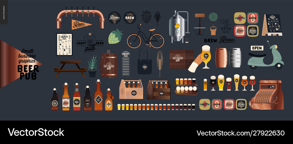 Brewery craft beer pub - small business graphics Vector Image