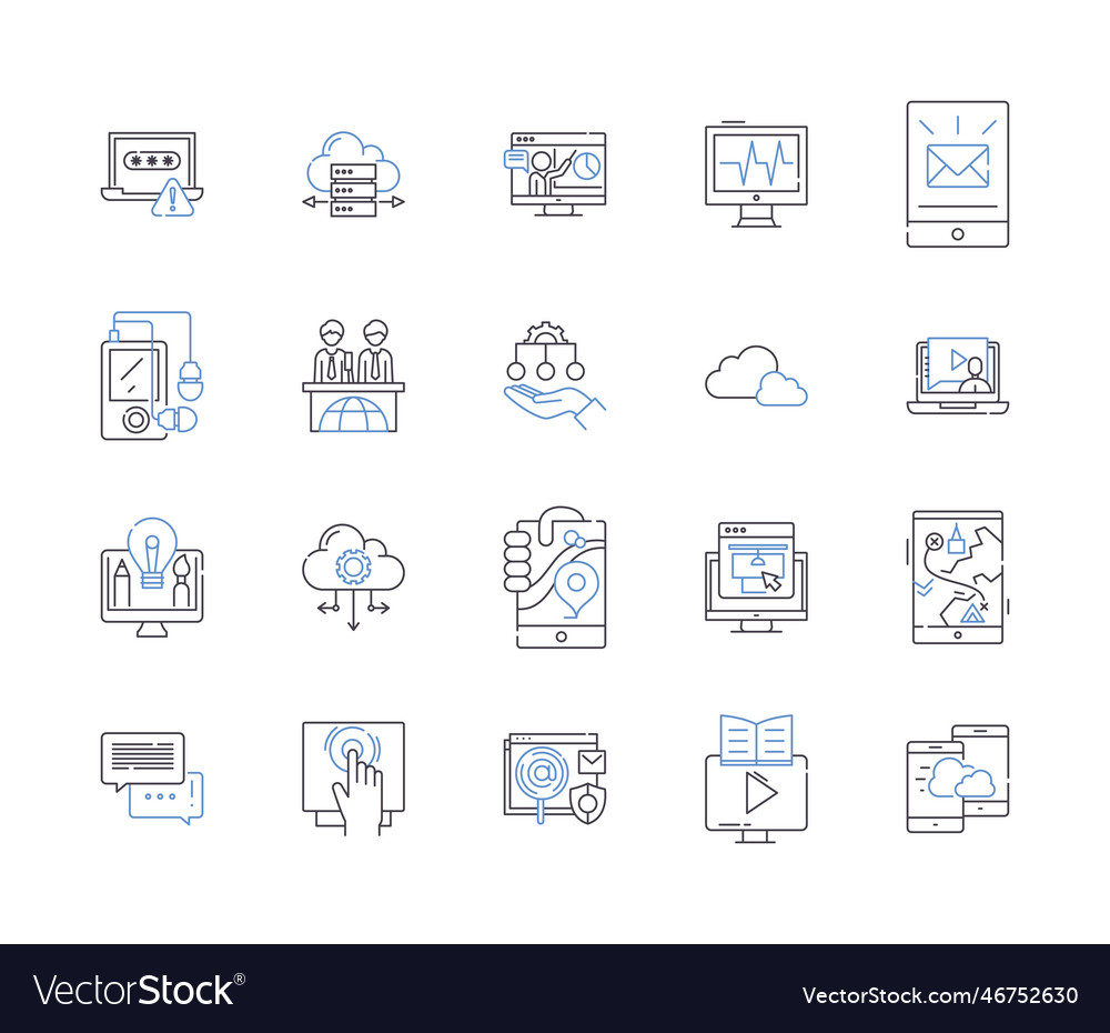 Digital analytics outline icons collection Vector Image