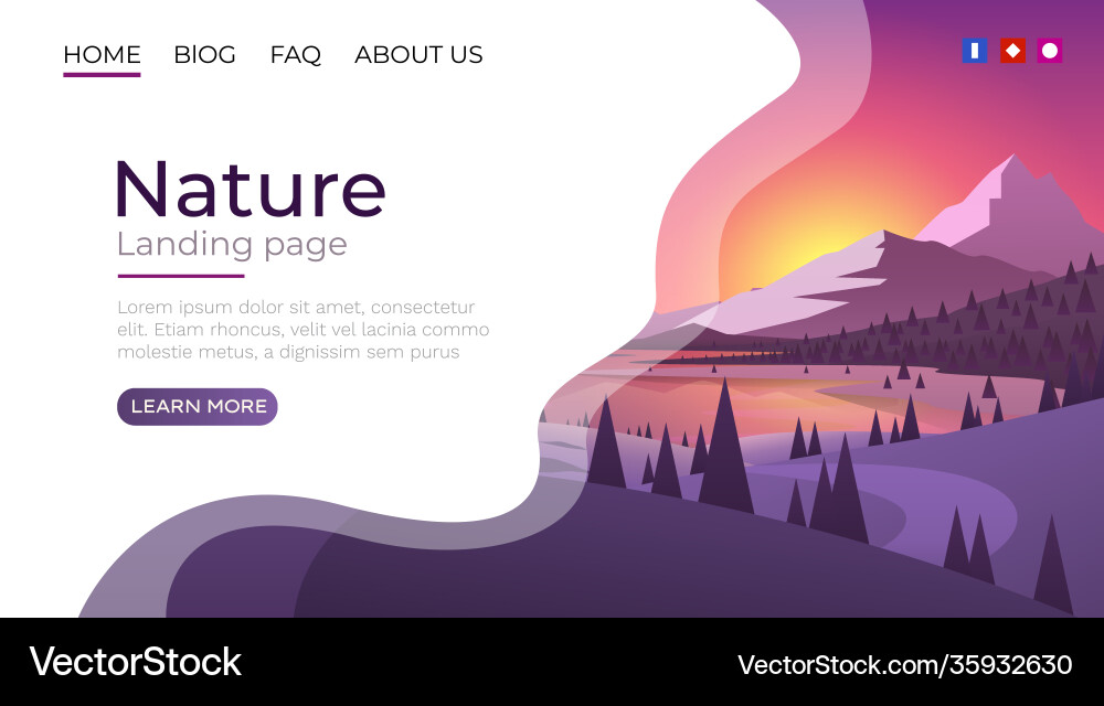 Landing page screen nature landscape template Vector Image
