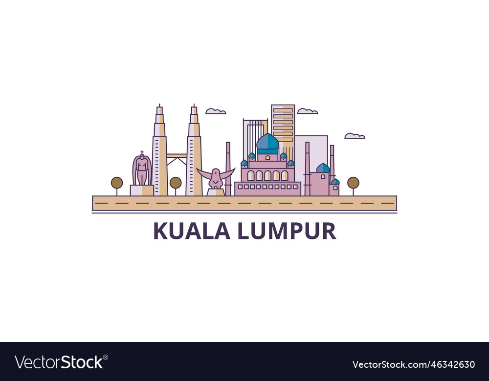 Malaysia kuala lumpur tourism landmarks Royalty Free Vector Malaysia kuala lumpur tourism landmarks Royalty Free Vector