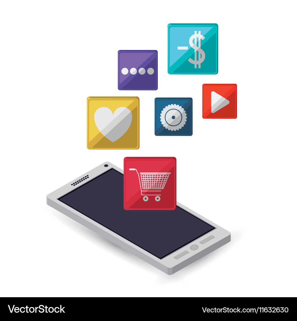 Modern cellphone with internet related icons image