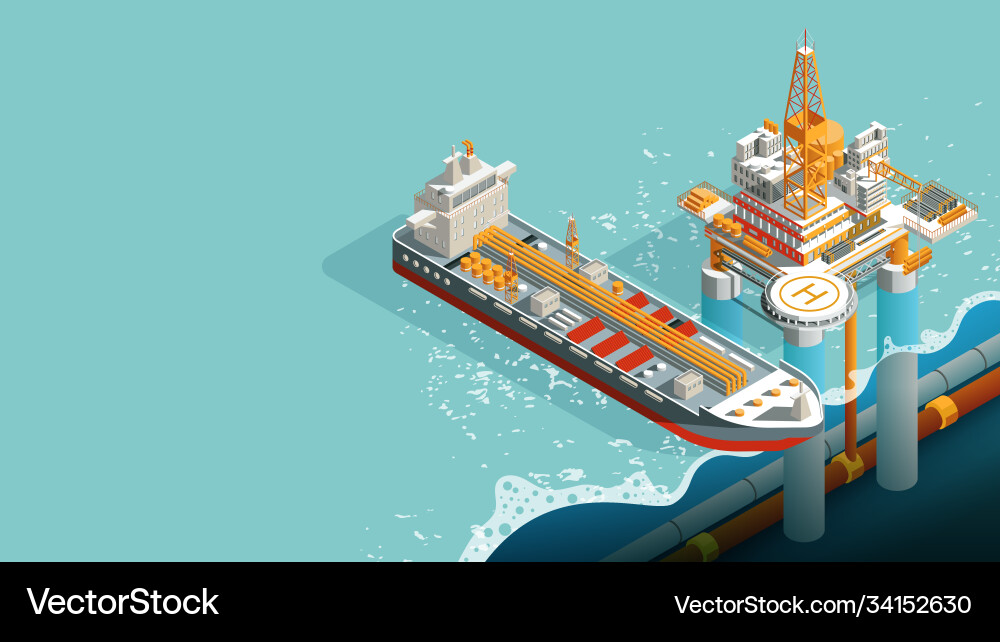 Offshore oil drill platform for petroleum pump Vector Image