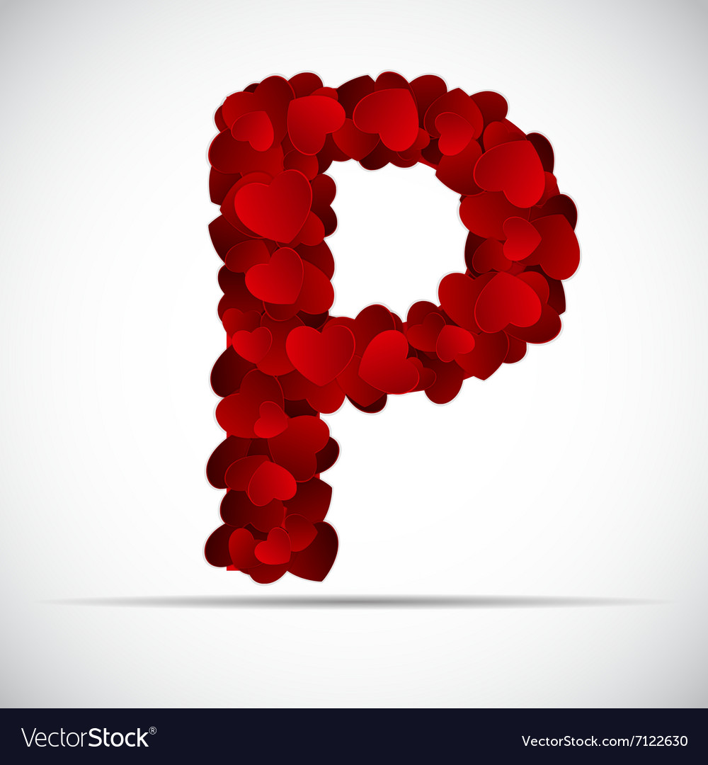 Valentine day alphabet of hearts Royalty Free Vector Image