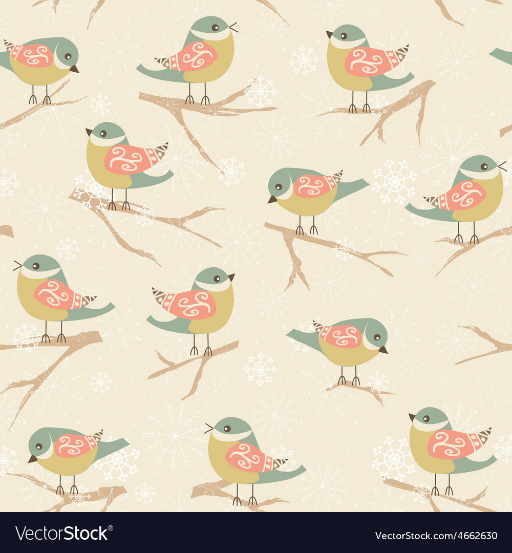 Winter background with birds Royalty Free Vector Image