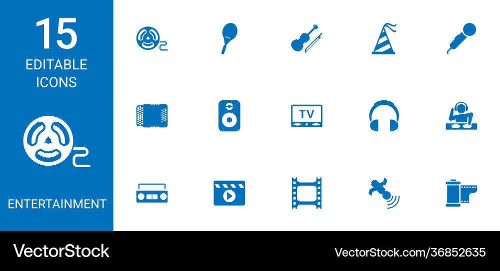 15 entertainment icons Royalty Free Vector Image
