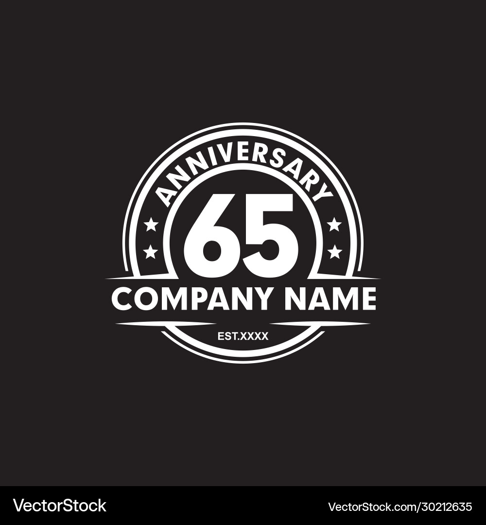 65th year anniversary emblem logo design template Vector Image