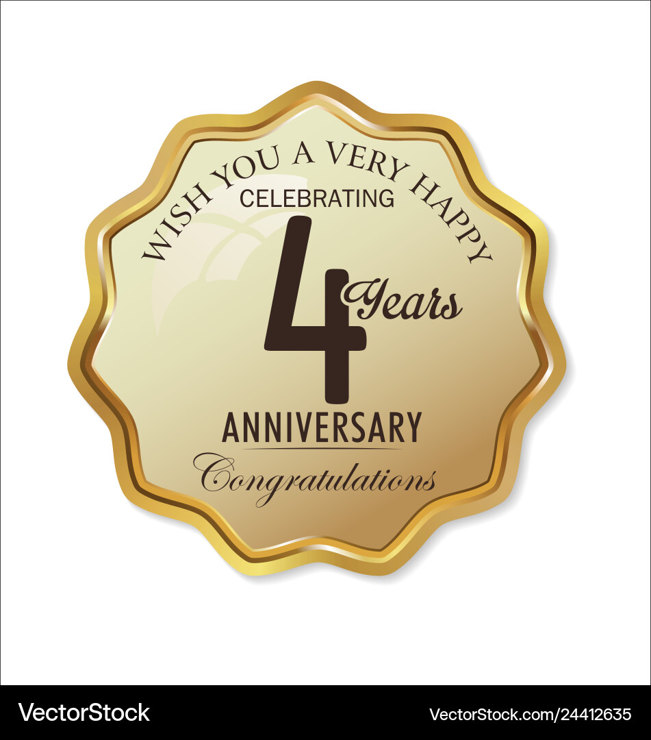 Anniversary retro label 4 years Royalty Free Vector Image
