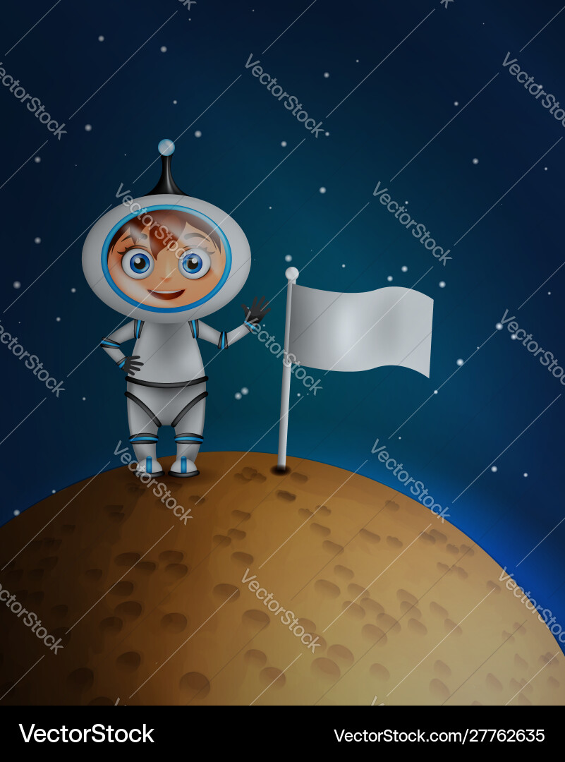Astronaut in space suit standing on planet Vector Image