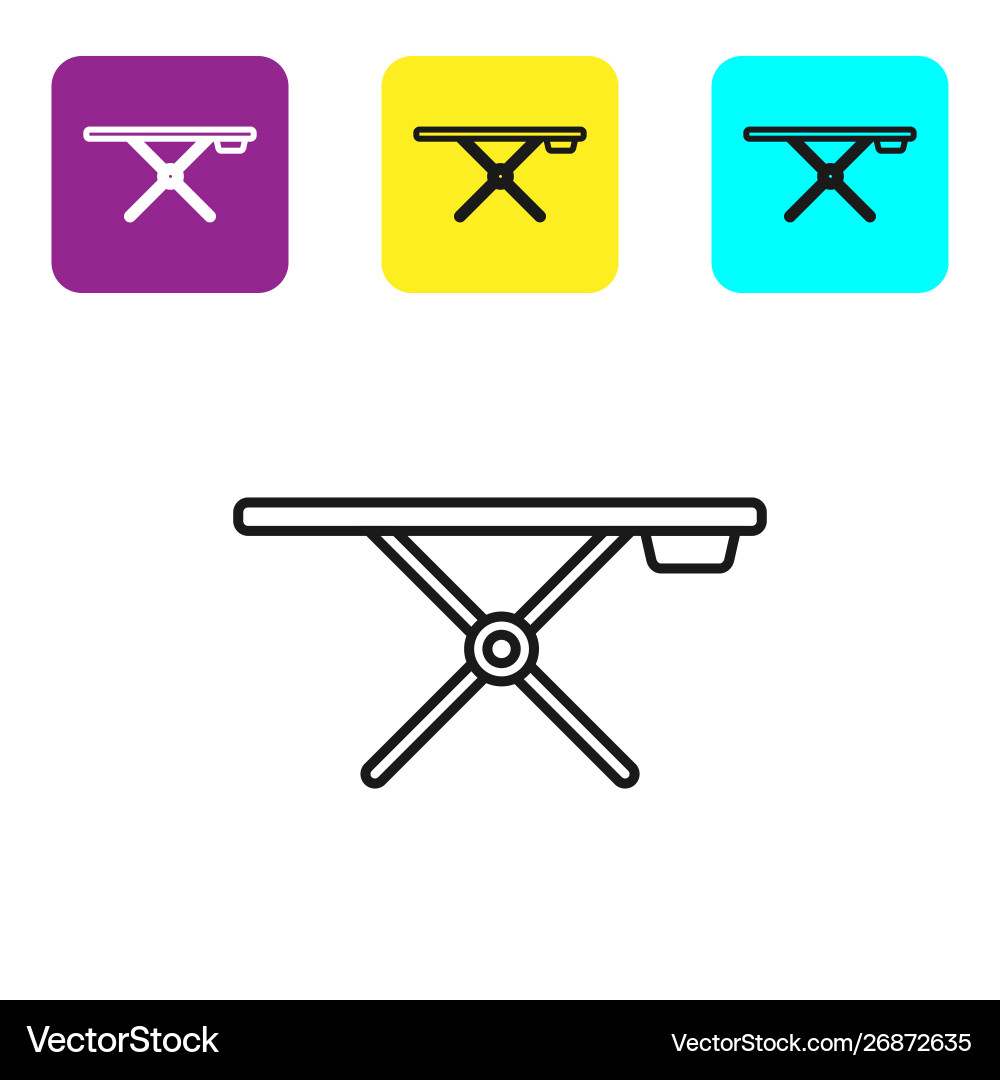 Black line ironing board icon isolated on white Vector Image