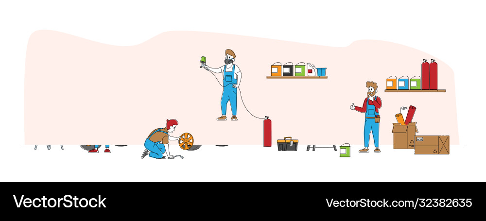 Car tuning concept automobile tuner workers Vector Image