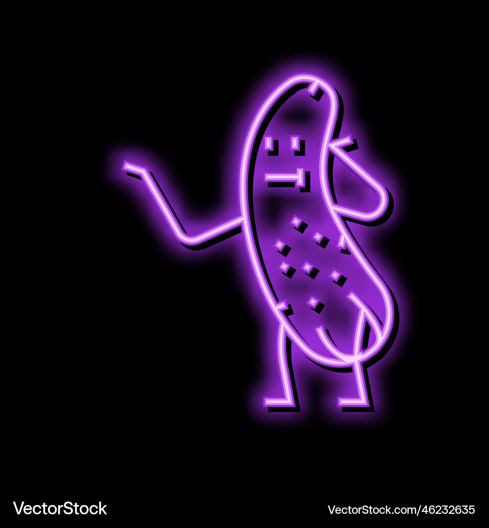 Cucumber vegetable character neon glow icon Vector Image