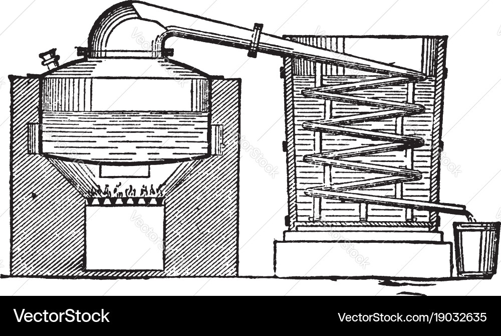 Distilling apparatus vintage Royalty Free Vector Image
