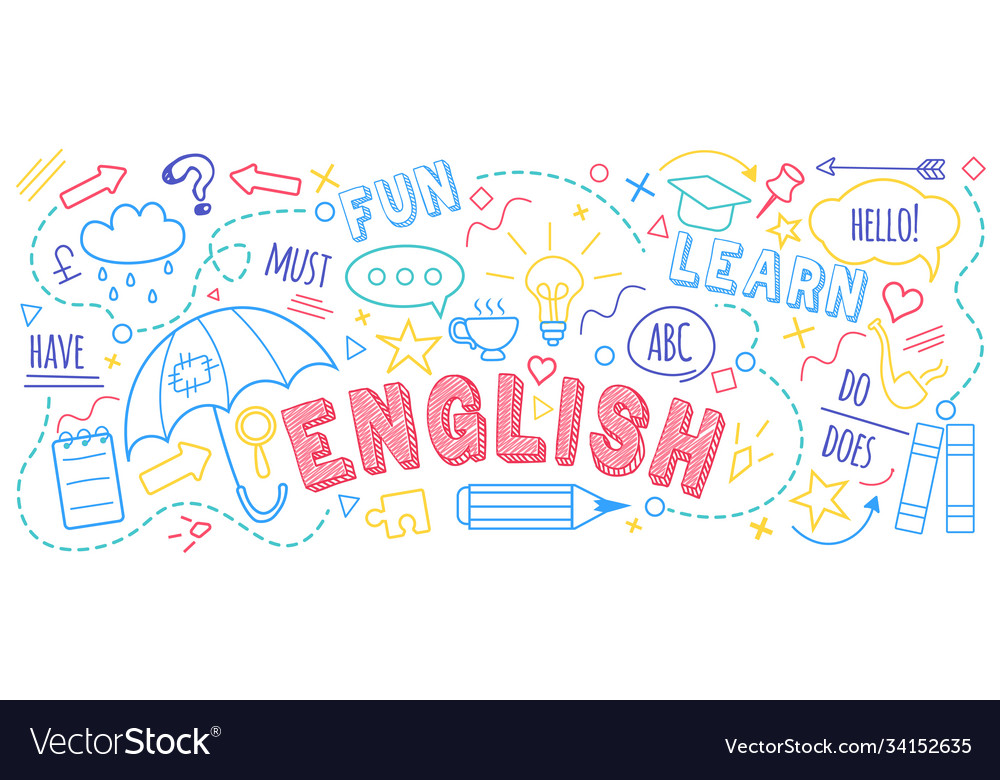 English language learning concept Royalty Free Vector Image