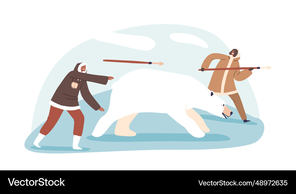 Eskimo hunter characters indigenous to the arctic Vector Image