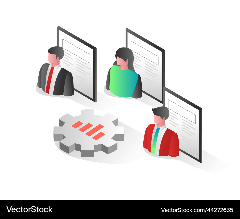 Flat isometric concept bio of each team Royalty Free Vector