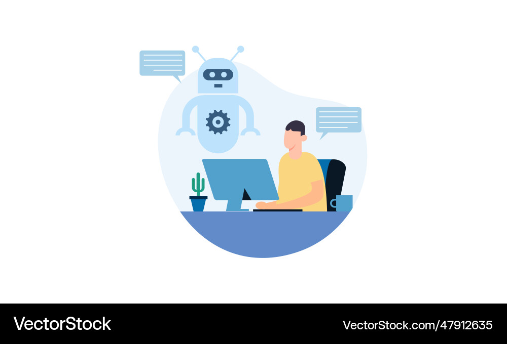 Generative ai robot work in office with people Vector Image