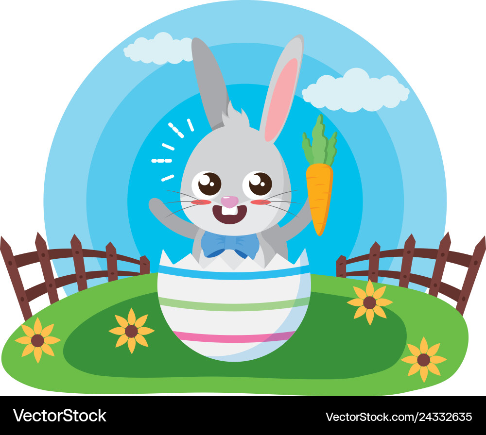 Happy easter cute rabbit Royalty Free Vector Image