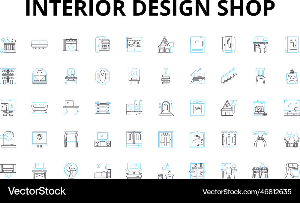 Interior design shop linear icons set aesthetics Vector Image
