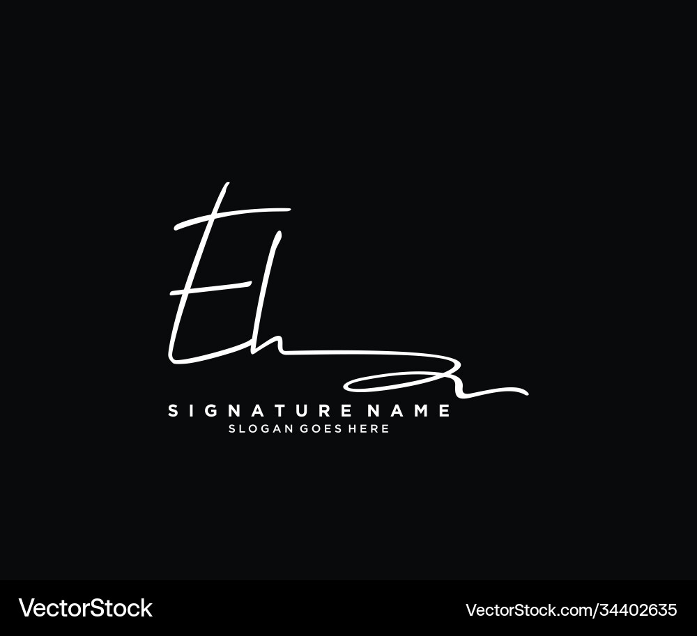 Letter eh signature logo template Royalty Free Vector Image