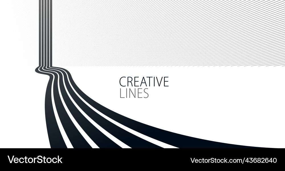 3d black and white lines in perspective abstract Vector Image