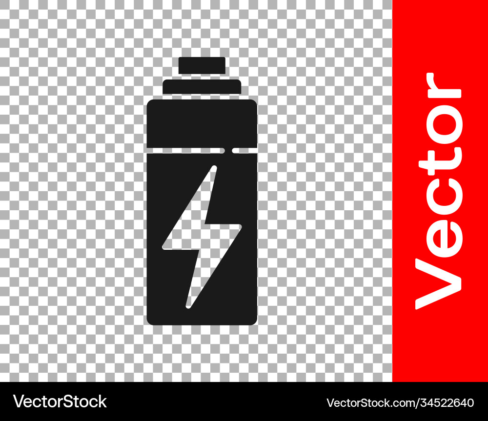 Black battery icon isolated on transparent Vector Image