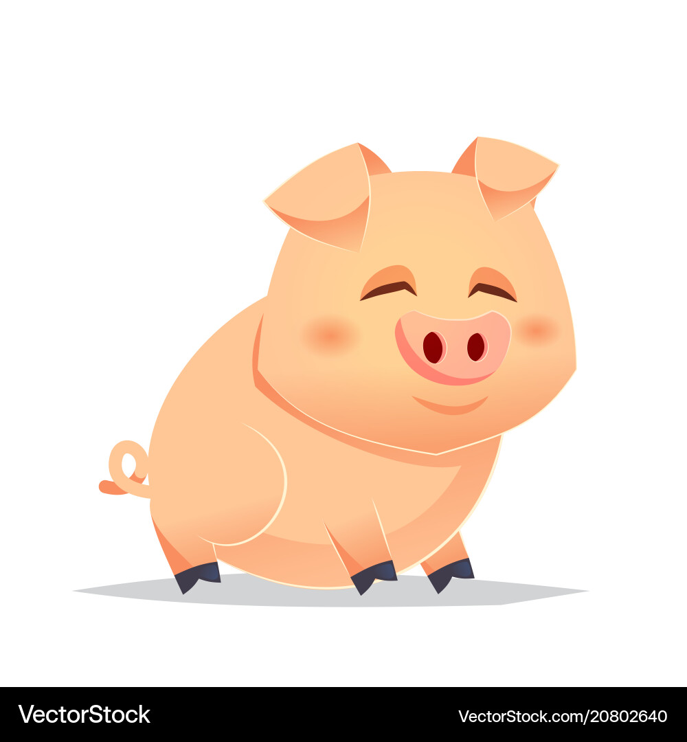 Cute pig cartoon sitting Royalty Free Vector Image