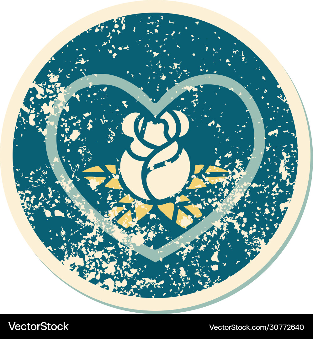 Distressed sticker tattoo style icon a heart Vector Image